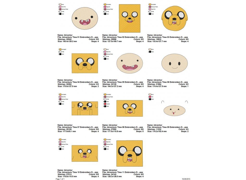 Package 11 Adventure Time Embroidery Designs